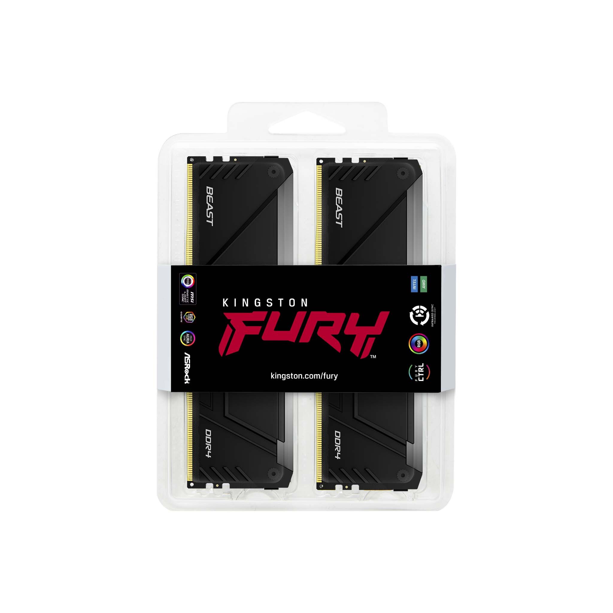 Buy Kingston FURY Beast DDR4 RGB Memory - 64GB - 3200MT/s - Kit of 4 ...