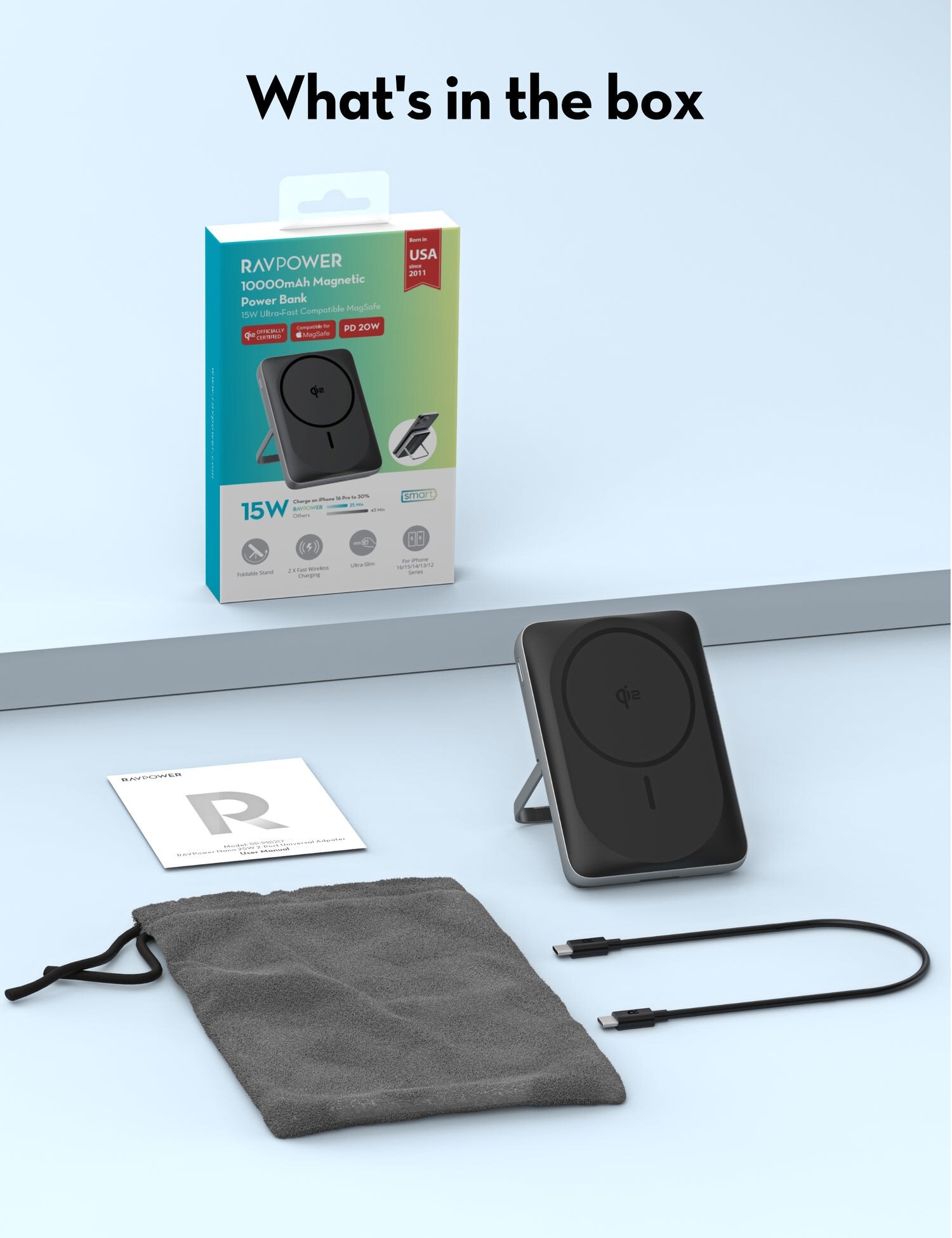 Buy RAVPower RP-PB1217 10000mAh 20W Wired & Wireless Magnetic Power ...