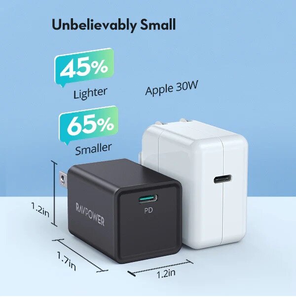 Buy RAVPower USB-C Charger, 2-Pack 30W Power Delivery Wall Charging ...