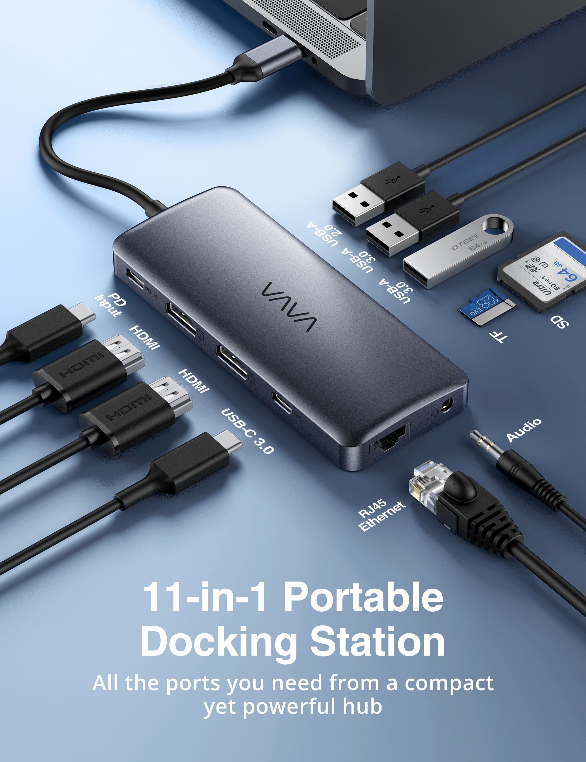 Buy RAVPower VAVA USB C Hub, 11-in-1 Docking Station with Dual 4K HDMI ...