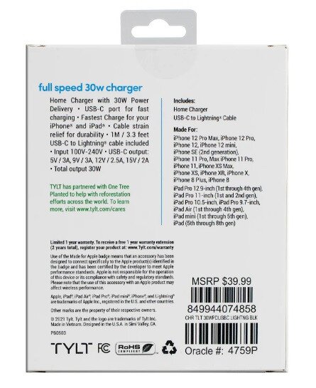 Buy TYLT Full Speed 30W USB-C to Lightning Charger online in Pakistan ...